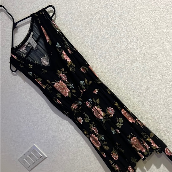 American Rag | Dresses | American Rag Black Dress With Floral Print ...